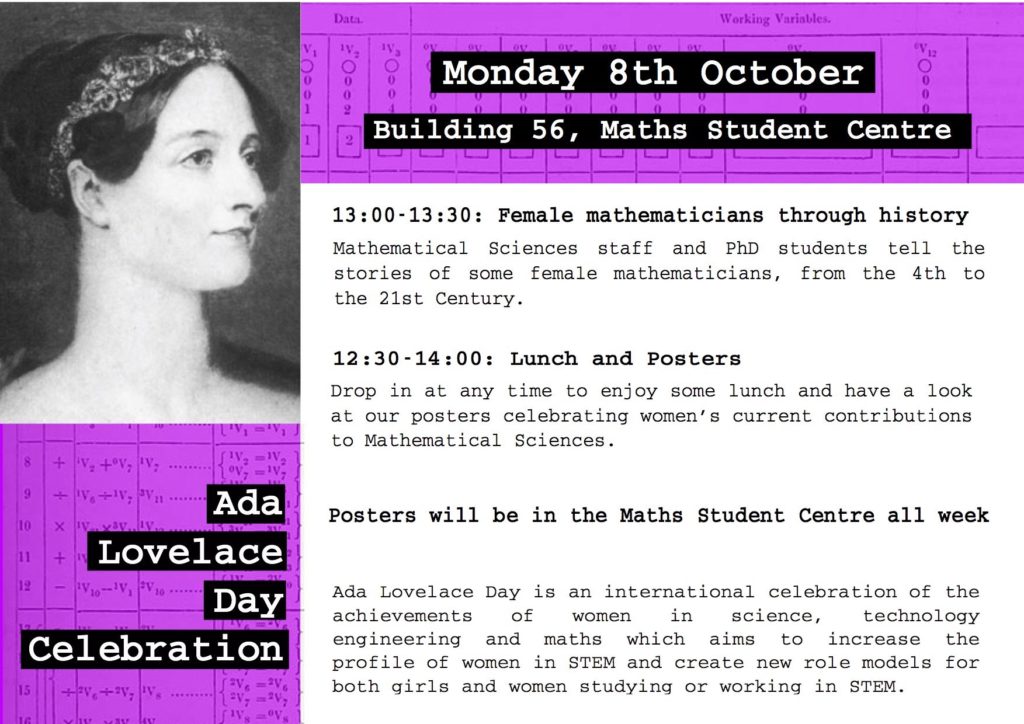 Ada Lovelace Day celebration at the School of Mathematical Sciences ...